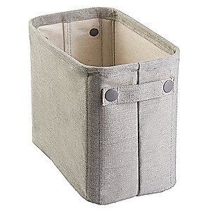 InterDesign Wren Cotton Fabric Bathroom Storage Bin for Magazines, Toilet Paper, Bath Towels - Large, Light Gray