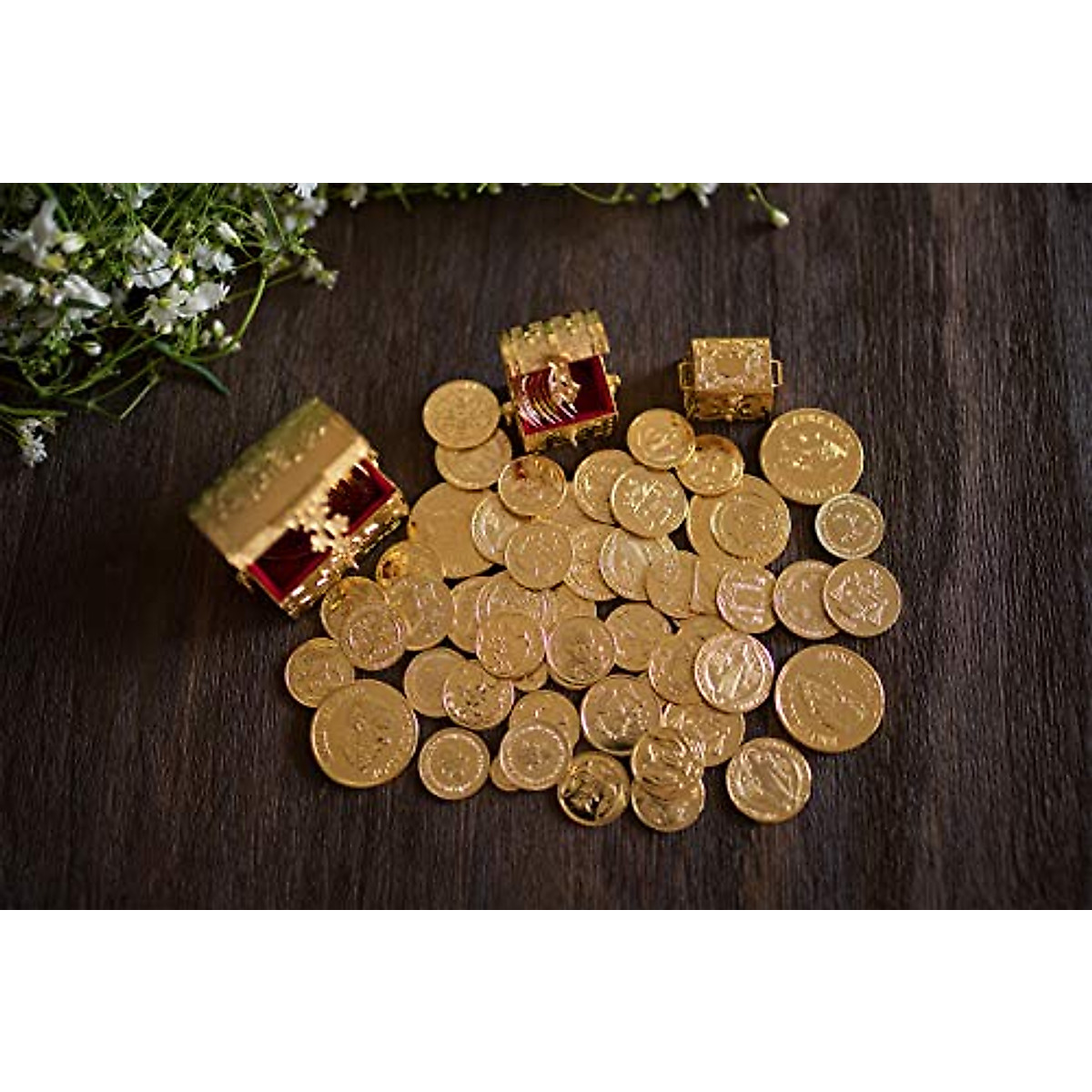 Customizable Wedding Unity Coins 24K Gold Plated with Case, Treasure Box, Arras Matrimoniales (Virgen)