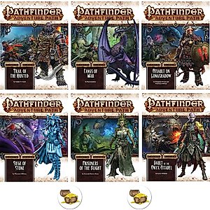 AMA Bundle of Pathfinder Complete Adventure Path Ironfang Invasion 1 to 6 Plus Two Treasure Chest Buttons