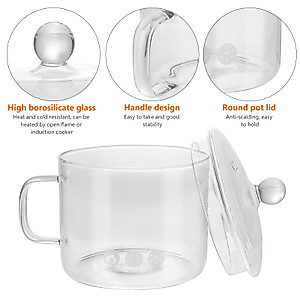 DOITOOL Glass Saucepan with Cover - Heat-Resistant Small Glass Simmer Pot for Stove Potpourri - Glass Cookware Glass Pots for Cooking on Stove for Pasta Noodle, Soup, Tea