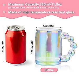 Iridescent Glasses Coffee Mug Insulated Heavy Espresso Mugs Crystal Vintage Glass Tea Cup with Handle, for Drinking Hot Beverages Cappuccinos Latte Café Cocktail Beer,11OZ. 330ml Gift Package