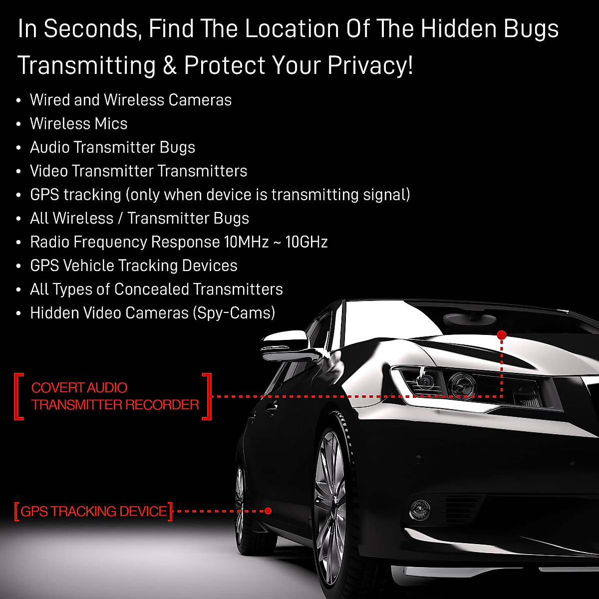 SleuthGear Maxi-Tech Defender Bug Detector - Find GPS Tracker & Wireless Camera - Audio Spy Bug Sweeping Device - Hidden GPS Tracking Finder - Cam Finder - 10g Law-Grade Anti Spy Detector