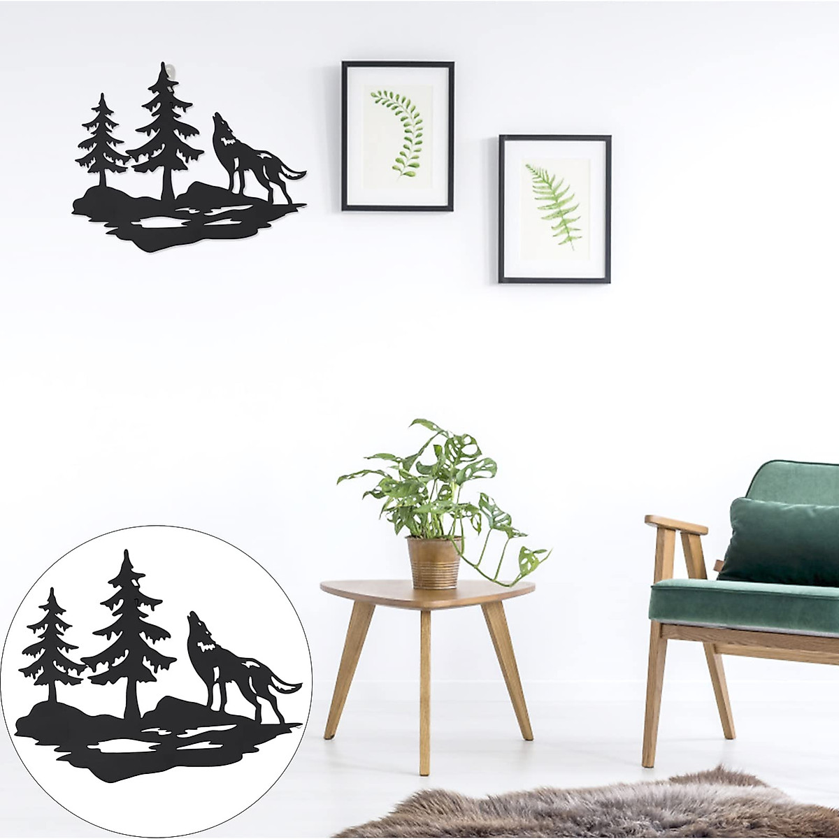 DOITOOL Metal Silhouette Wall Art Wolf in The Tree Christmas Metal Wall Art Hanging Decor for Living Room Garden Bedroom Office Home Wall Housewarming Party