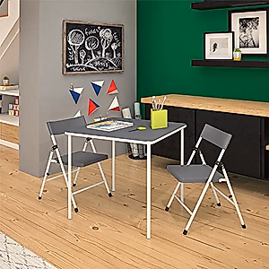 COSCO Kid's Pinch-Free Resin Folding Chair, Gray & White, 4-Pack, Easy to Clean, Multi-Purpose, No Assembly Required, Portable, for Snacking, Homework, & Games, Cool Gray