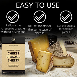 Formaticum Cheese Storage Sheets - Cheese Saver from France- Professional Earth Friendly Transparent Cheese Wrap - Cheese Sheet Savers of wood-based cellulose fibers - Clear 30 Sheets with 9" x 12"