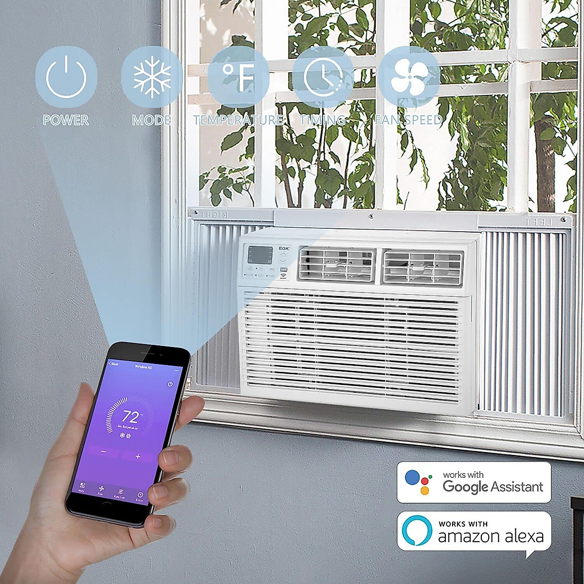 Emerson Quiet Kool EARC15RSE1 SMART 15,000 BTU 115V Window Air Conditioner with Remote, Wi-Fi, and Voice Control, White