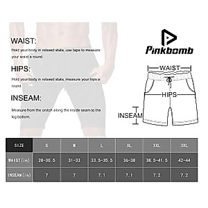 Pinkbomb Men's 2 in 1 Running Shorts Gym Workout Quick Dry Mens Shorts with Phone Pocket (Black, Large)