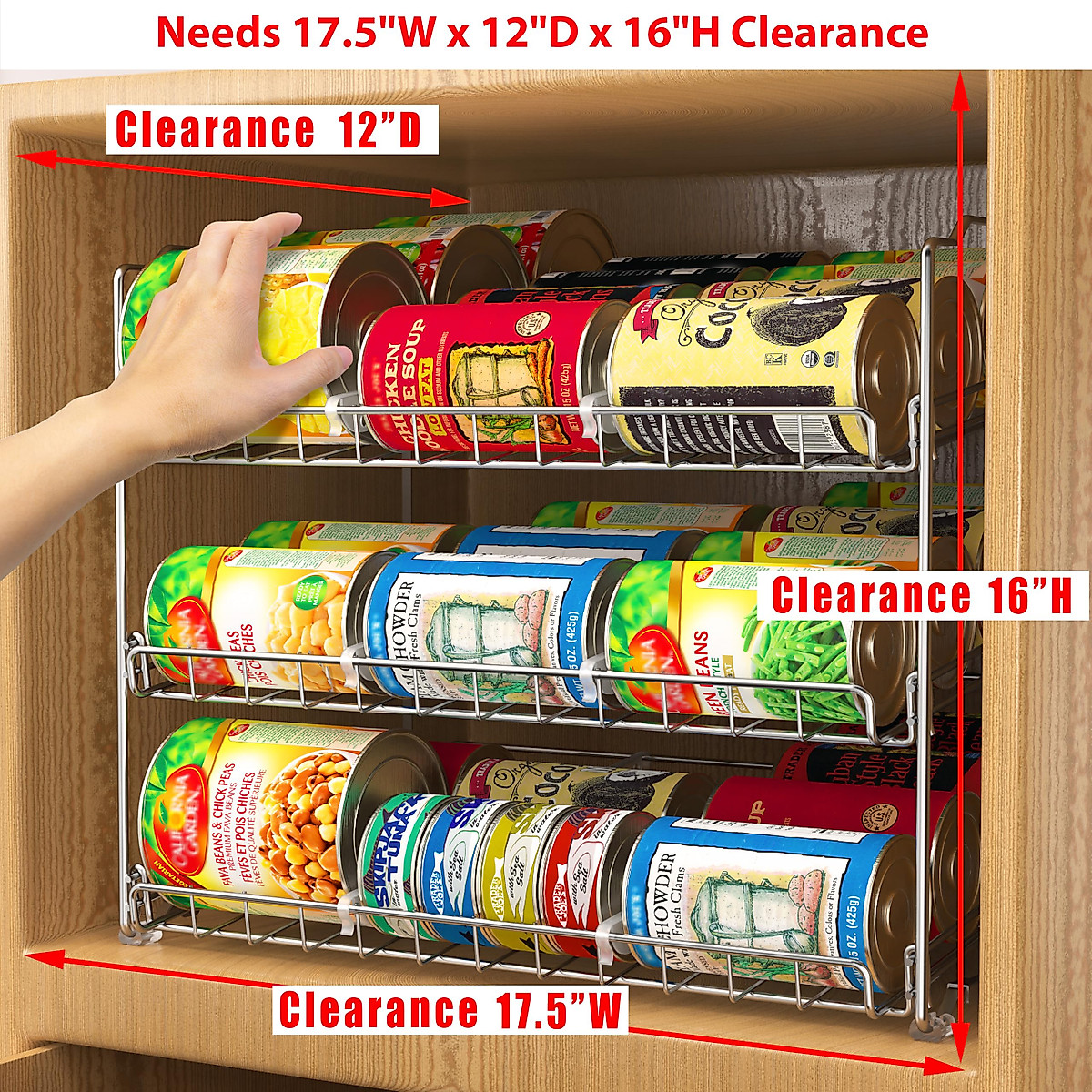 SimpleHouseware Stackable Can Rack Organizer, Chrome