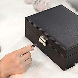ZZYINH AN207 Exquisite Jewelry Box Women Leather Packaging Necklace Rings Bracelet Storage Organizer Display Gift Boxes Small Jewelry (Color : Black)