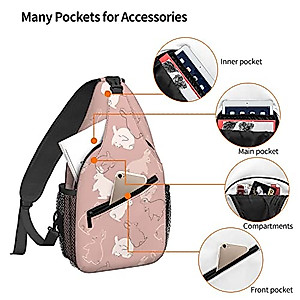 FeHuew Women Rabbits Pink White Bunnies Crossbody Sling Backpack for Men Chest Bag Shoulder Bag Lightweight One Strap Backpack Travel Outdoor Daypack
