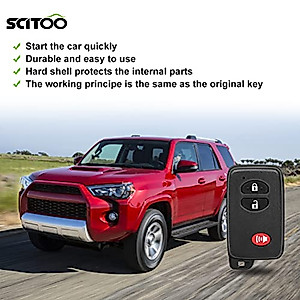 SCITOO 1pc Keyless Entry Remote Key Fob Replacement for Uncut Car Key for Toyota 4Runner 2010-2019 for Scion tC 2011-2016 Prius 2010-2016 Venza 2009-2016 FCC HYQ14ACX 314.3MHz 3 Buttons