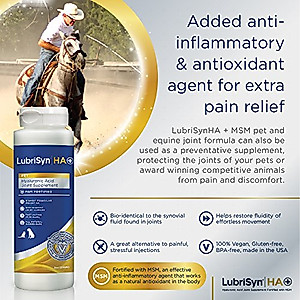 Lubrisyn Hyaluronic Acid + MSM Joints Supplement, 8oz: Natural Pure HA Liquid Dog and Cat Joint & Cartilage Support, Relief and Lubrication for Pets Including Dogs, Cats and Horses, Vegan Formula