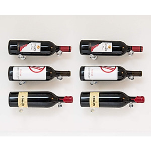 VintageView Vino Series - Vino Pins Designer Kit 6 Bottle Wall Mounted Wine Rack (Milled Aluminum) Stylish Modern Wine Storage with Label-Forward Design