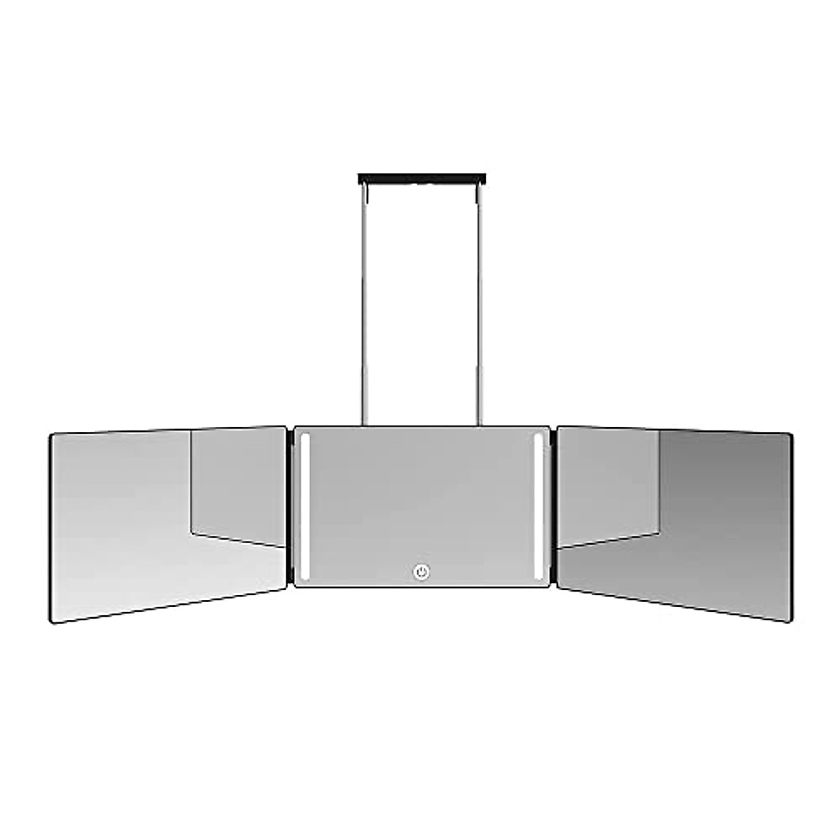 angilifan 3 Way Mirror for Hair Cutting, 360° Illuminated Trifold Makeup Mirror for Self Hair Styling, Adjustable DIY Haircutting Tool to Trim or Shave (with led)