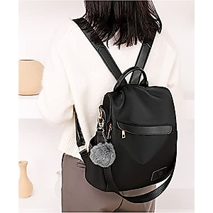 YBNGUAA 2 in 1 Women Backpack Purse, Ladies Nylon Backpack Purse Waterproof Anti-theft Rucksack, Crossbody Backpack Lightweight Shoulder Bag for Women (black)