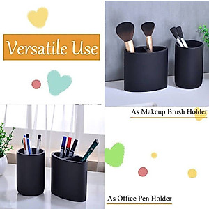 Rzoeox Bathroom Accessories Set Matte Black 5 Pcs, Resin Bathroom Sets Accessories Modern with Soap Dispenser, Cotton Swab Canister, Toothbrush Holder, Toothbrush Cup,Soap Dish (Matte Black)
