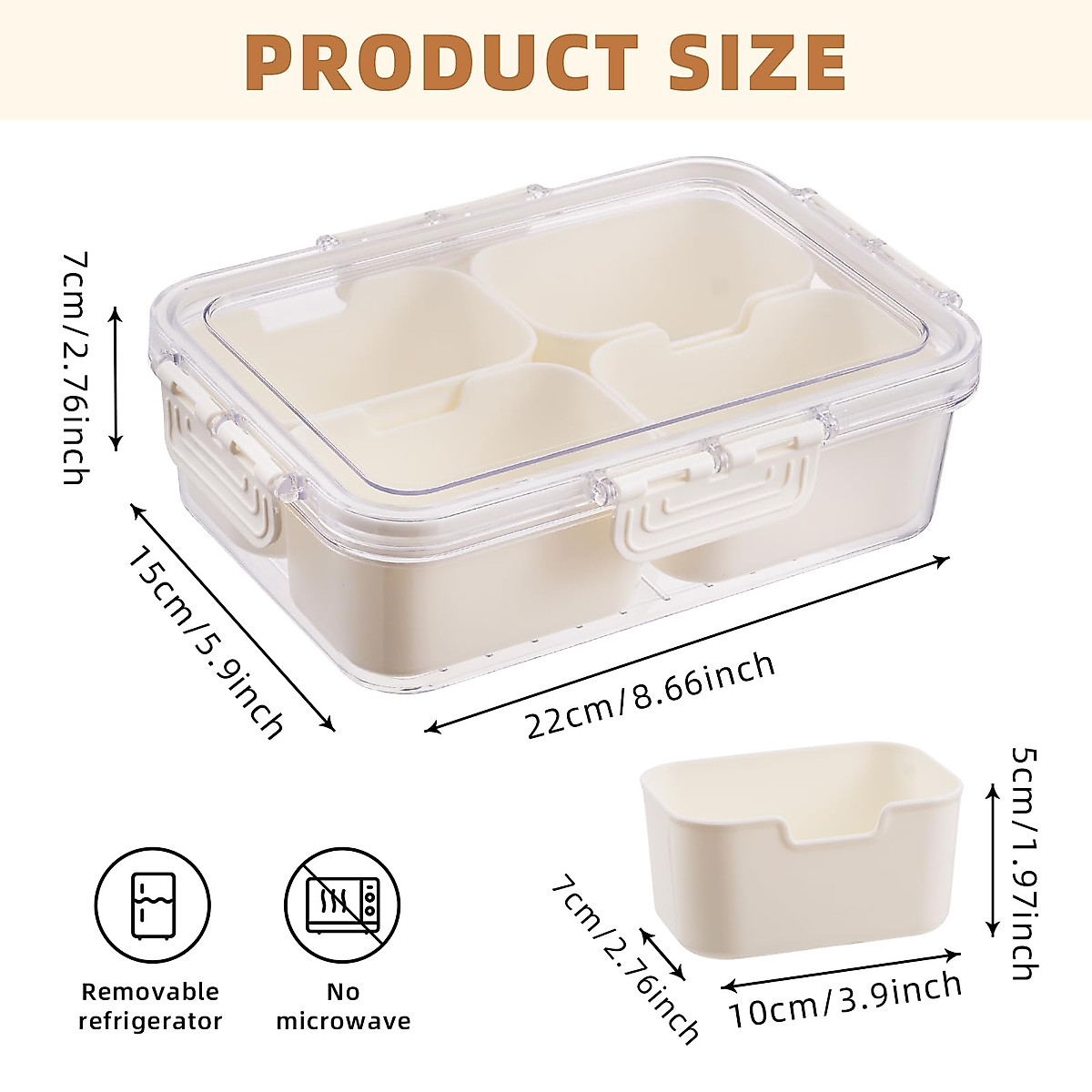 Capella Edge Snack Box - Divided Clear Serving Tray, 4 Compartments for Snacks, Fruits, Nuts, Candy - Portable for Parties, Picnics, Travel, and Entertaining