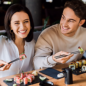 5 Pairs Fiberglass Chopsticks-Reusable Chopsticks Dishwasher Safe, 9.6 inch/24.3cm amily/ Hotel/ Restaurant Chop Sticks, Chinese/Japanese Gift Set Chop Sticks, Black