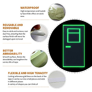 Glow in The Dark Tape 30 ft x 1 inch,Fluorescent Tape, Premium Quality Non-Toxic, Waterproof Stickers for Stairs,Walls,Steps and Exit Sign