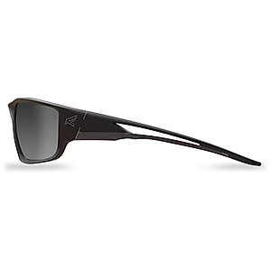 EDGE TSK21-G15-7 Kazbek Polarized Wrap-Around Safety Glasses, Anti-Scratch, Non-Slip, UV 400, Military Grade, ANSI/ISEA & MCEPS Compliant, 5.04" Wide (Black Frame/G-15 Silver Mirror Lens)