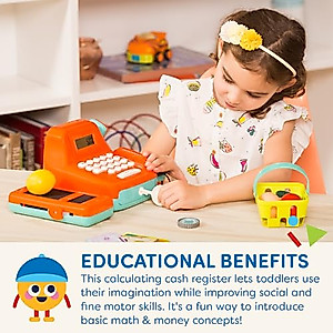 Battat - Interactive Kids Cash Register with Scanner & Sounds - 26-Piece Pretend Play Shopping Set with Light-Up Scanner, Play Money & Card - Educational Toy for Learning & Fun - Ages 3+