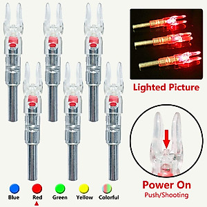 HUNTER ACTION 6PCS S Lighted Nocks for Arrow Archery Nocks Hunting LED Arrow Nocks Fits for Arrows with 0.244''/6.2mm Inside Diameter(Red)