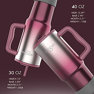 WOOVO 30oz Tumbler with Handle and Straw, Insulated Coffee Mug with Splash Proof Lid, BPA Free Reusable Double Wall Stainless Steel Water Cup, Keep Beverages Cold Hot for Hours, Gradient Red