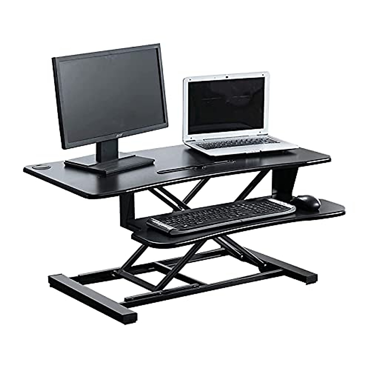 Legend Vansen Adjustable Height Standing Desk Converter Wide Laptop Riser or Dual Monitor Workstation, 32 Inch, Black