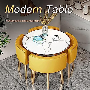 Dining Table and Chair Set, Folding Dining Table C Modern Business Negotiation Dining Table and Chair Combination，Coffee Table Conference Room Table，Leisure Area Home Balcony Small Round Table, Suitab