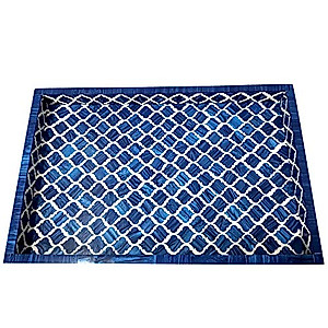 Collectibles Buy Bone Moorish Moroccan Inlay Tray Handmade Damask Blue & White All Purpose Serving Tray Designer Royal Trays Home Decorative … (Blue)