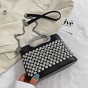 Heidi Women's Small Studs Rivet Crossbody Handbag Fashion Shell Shape Shoulder Messenger Bag (Black(style2))