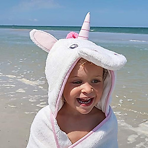Little Tinkers World Premium Hooded Towel for Kids | Unicorn Design | Ultra Soft and Extra Large | 100% Cotton Bath Towel with Hood for Girls