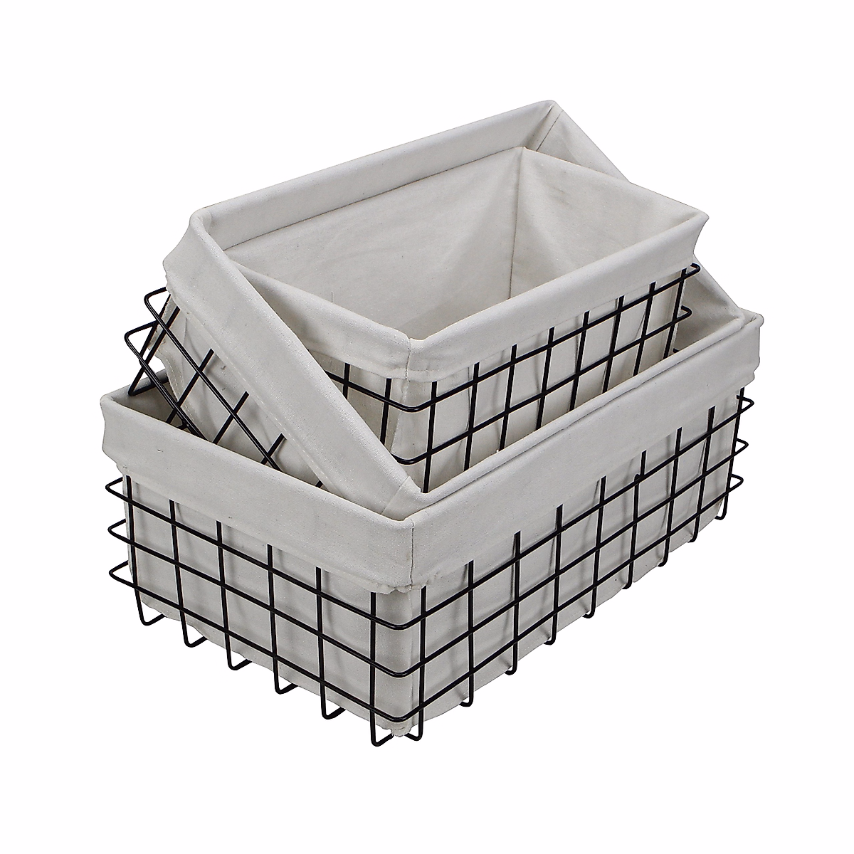 Cheung's 16S002-3 Set of 3 Lined Metal Wire Rectangular Storage, Black