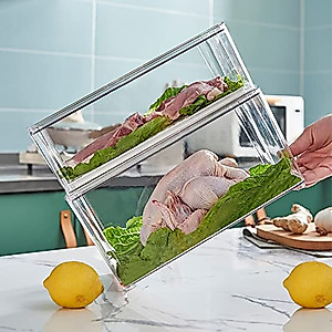 Refrigerator Organizer Bins with Lid, 8 Pack Plastic Freezer Organizer Bins for Freezer, Kitchen, Cabinets - Clear Pantry Organization and Storage Bins Fridge Organizers by GOLIYEAN (8 Pack)