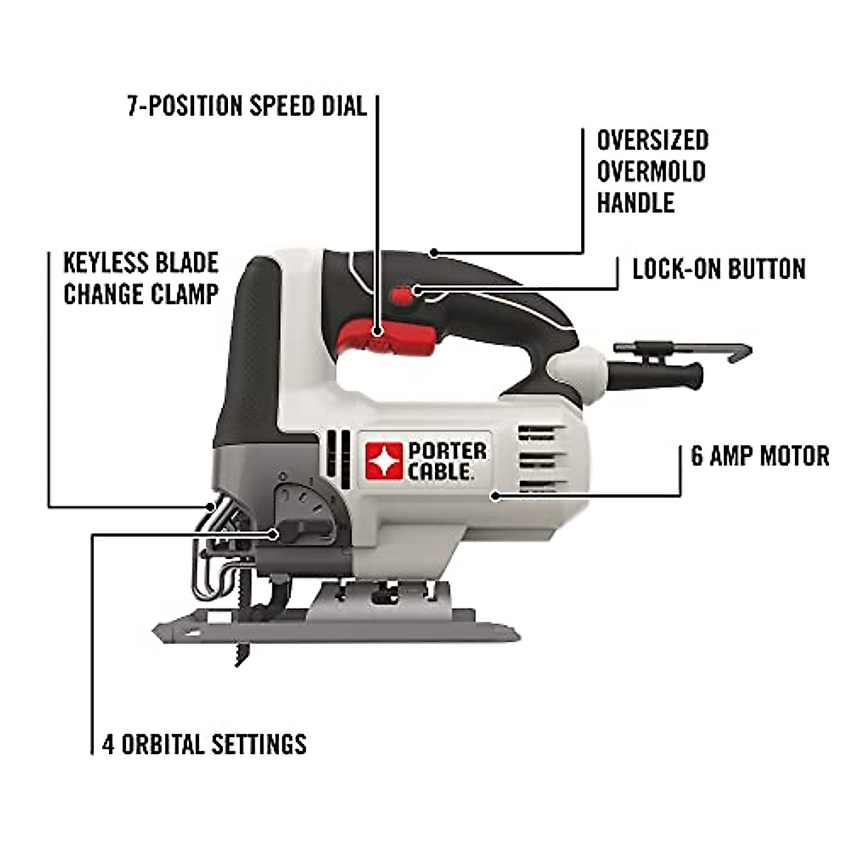 PORTER-CABLE Orbital Jig Saw, 6.0-Amp, Corded (PCE345)