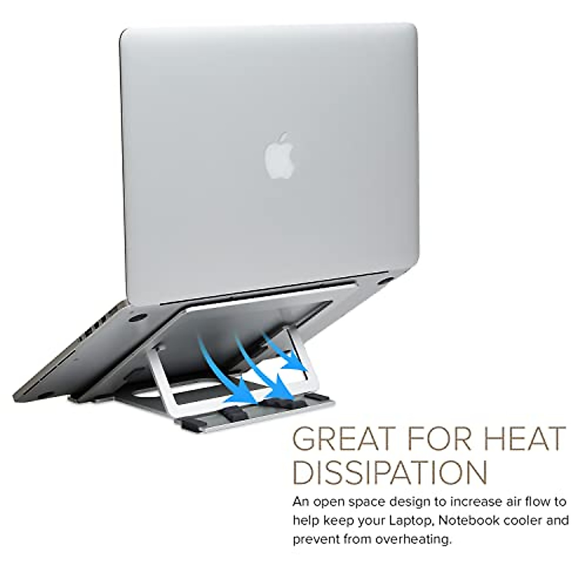 POUT Eyes 3 Angle - Adjustable Angled Ergonomic Laptop Stand Riser - Notebook Computer Holder Compatible w/ MacBook Air Pro Dell HP & More 11"-17" Laptops - Foldable & Portable w/ 5 Angles (Silver)