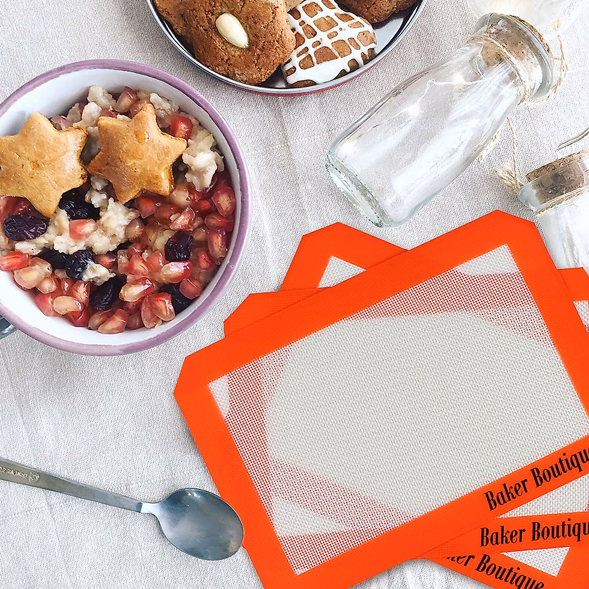 Silicone Baking Mat Set, Reusable Heat Resistant Non-stick Silicon Liner, Professional Grade Silicone Pads for Quarter Sheet (11.6" x 8.1", 3 Pieces)