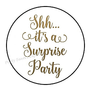 Shh It's A Surprise Party Envelope Seals Labels 1.5" Stickers (90)