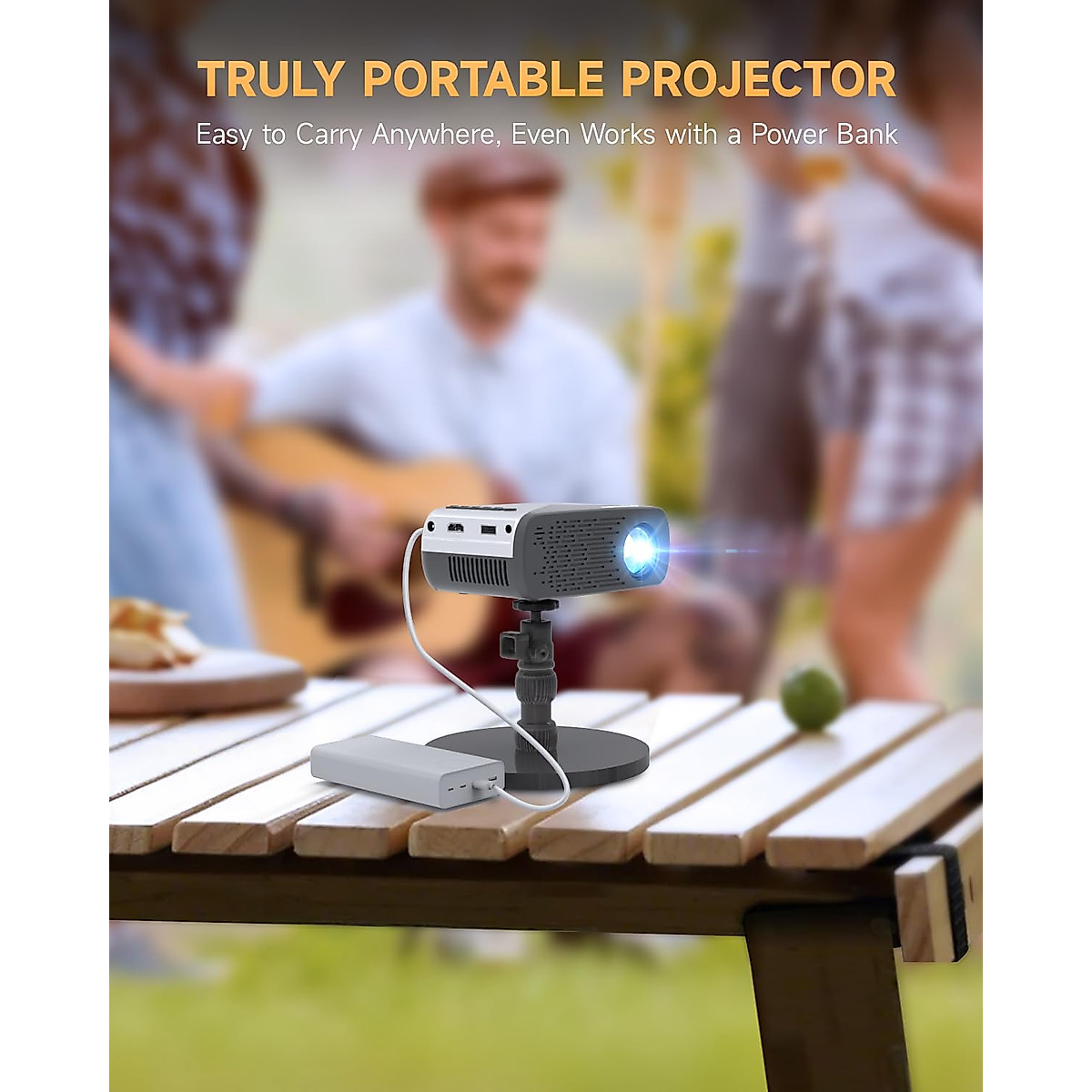 Mini Projector with WiFi, Supported 1080P Full HD, Portable Outdoor Movie Projector, Home Theater Video Projector Compatible with TV Stick/HDMI/USB/PS4/iOS & Android