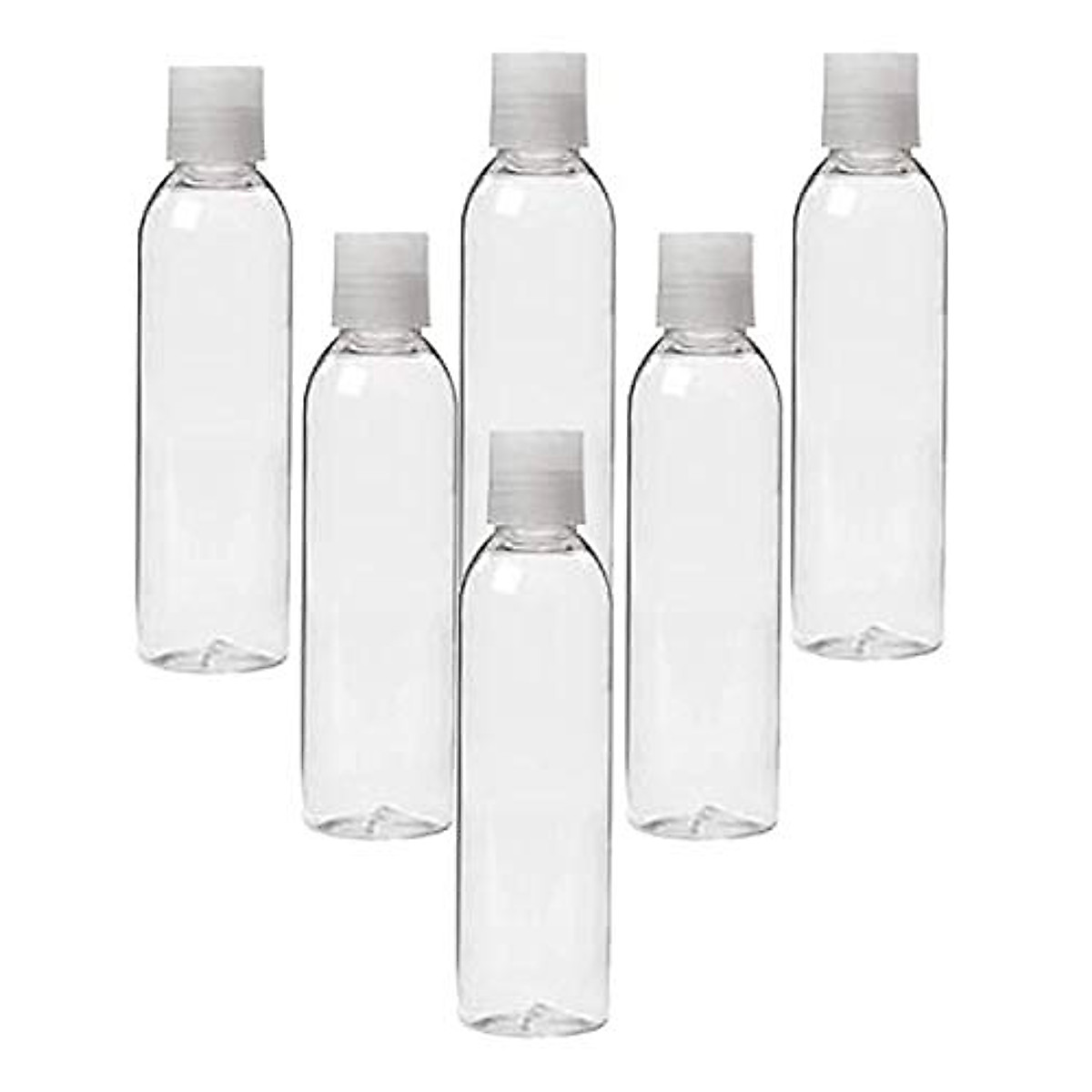6 Oz Clear Dispensing Bottles with Natural Flip Up Disc Caps, 180ml EMPTY Plastic SQUEEZE BOTTLE for Gel, Lotion, Shampoo by Grand Parfums (Pack of 3)