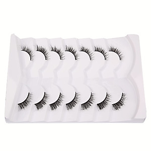 GMAGICTOBO Fluffy Half Lashes Wispy Short False Eyelashes Natural Look Cat Eye Lashes Pack 3D Criss-Crossed Lashes Strips 7 Pairs Multipack