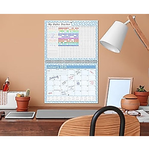 2025 Monthly Desktop/Wall Calendar/Planner - Habit Tracker - Daily, Weekly & Monthly Goal Motivational Habit Tracking Journal Inspirational - (Edition #018)