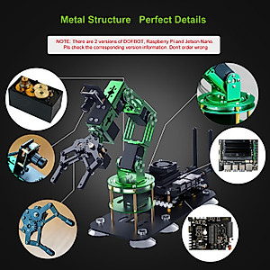 Yahboom Robot Arm Kit 6DOF for Jetson Nano 4GB AI Programmable Electronic DIY Robot Hand Building with Camera for Adults ROS (Nano-DOFBOT Without Nano)