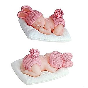 Birthday Candle Sleeping Baby Cake Topper Candle for Party Baby Shower and Wedding (Pink)