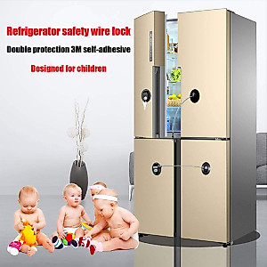 4 Pack Refrigerator Locks with 8 Keys,Child Safety Fridge Lock,Refrigerator Lock Combination,Mini Fridge Lock, File Drawer Lock, Toilet Seat Lock with Strong Adhesive by XccMe (Black)