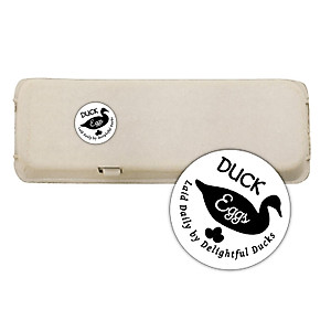 60 Duck Egg Carton Labels Stickers Tags "Duck eggs laid daily by delightful ducks" round