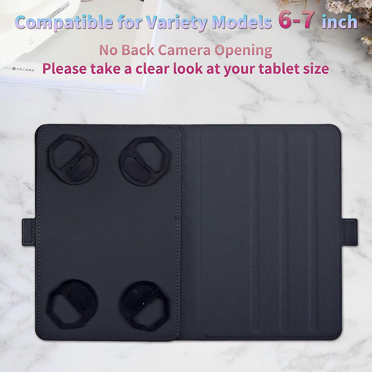 HEAKIERG Universal Tablet Case for New Kobo Libra 2 7" 2021 & 6" Kobo Clara 2E 2022, Lightweight Flip Stand and Adjustable Protective Cover Case for 6"-7" Tablet, Skull Rose