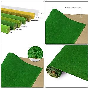 RuiyiF Model Train Grass Mat 16.1 x 39.4 Inches, Artificial Model Grass for Crafts Decoration Train Scenery Miniature Doll House