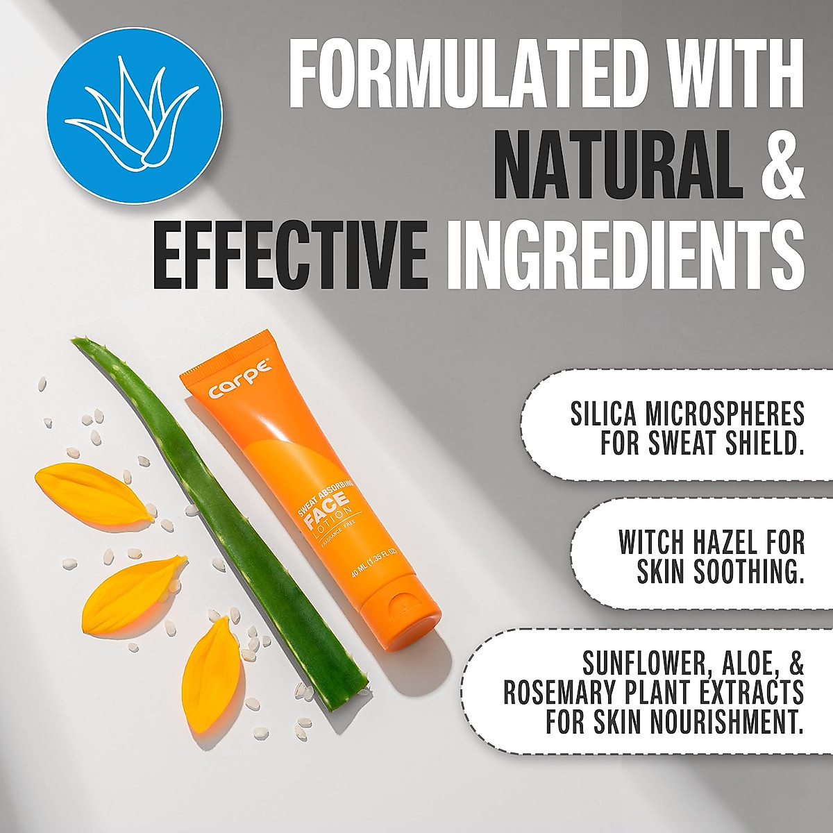 Carpe - Helps Keep Your Face, Forehead, and Scalp Dry - Sweat Absorbing Gelled Lotion - Plus Oily Face Control - With Silica Microspheres and Jojoba Esters