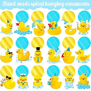 Rubber Duck Hanging Swirls 20Pcs Duck Birthday Party Hanging Decorations Rubber Duck Ceiling Swirls Duck Party Streamers for Duck Themed Baby Shower Birthday Party Supplies
